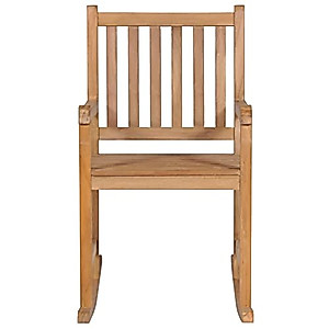 WEHUOSIF Rocking Chair with,Coffee Chair,TV Chair,High Back Rocking,Porch Chair,Patio Rocker,Garden Rocking Chair,for Front Porches, Outdoor Patios, Gardens, Camping, Beige Cushion Solid Teak Wood