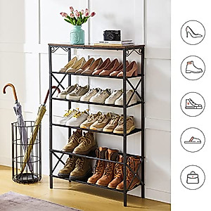 Hoctieon 6-Tier Entryway Shoe Rack,Shoe Rack Organizer,Tall Shoe Shelf, Industrial Shoe Organizer For Entryway,Indoor Shoe Rack, Entryway Shoe Storage Organizer,Large Capacity, for Hallway,Living Room