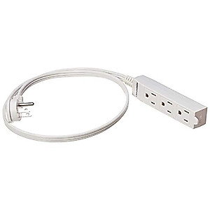 Amazon Basics 3-Foot 3-Prong Indoor Extension Cord Power Strip - Flat Plug, Grounded - 13 Amps, 1625 Watts, 125 VAC - 2-Pack, White