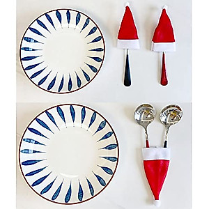 nanaxagly Christmas Santa Hats Silverware Holders Xmas Tableware Fork Spoon Knife Storage Bag - Xmas Party Dinner Table Dinnerware Decorations Supplies, 10PCS Mini Santa Hats