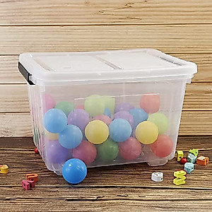 Easymanie 50 Quart Plastic Wheeled Storage Bin, 4 Packs, Plastic Latching Storage Box