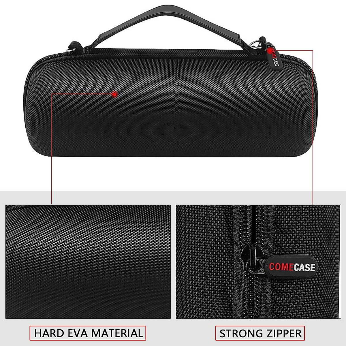 Comecase Portable Bluetooth Speaker Case for JBL FLIP 6 / 5 / 4, Hard Travel Storage Holder with Adjustable Shoulder Strap, Waterproof Speaker Case with Internal Pockets for Cables & Charger - Black