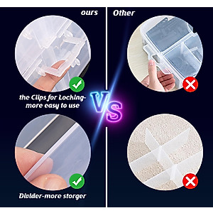 Anstore Storage Box with Compartments, Reinforced 3-Tier Clear Plastic Craft Storage Box with Lids, Practical Sorting Box for Crafts, Jewelry, Toy building blocks(Medium)