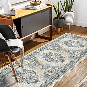 YOUFORTONG Runners for Hallways Soft Kitchen Rug Non Slip Rug Runner with Rubber Backing for Bathroom Washable Non Shedding Farmhouse Runner Rug (Blue, 2X12)