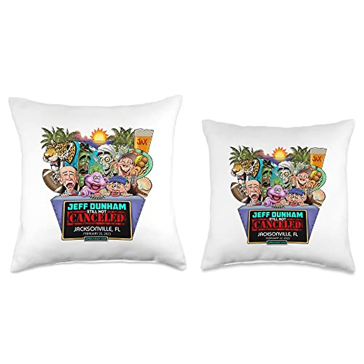 JEFF DUNHAM Jacksonville, FL (2023) Throw Pillow, 16x16, Multicolor