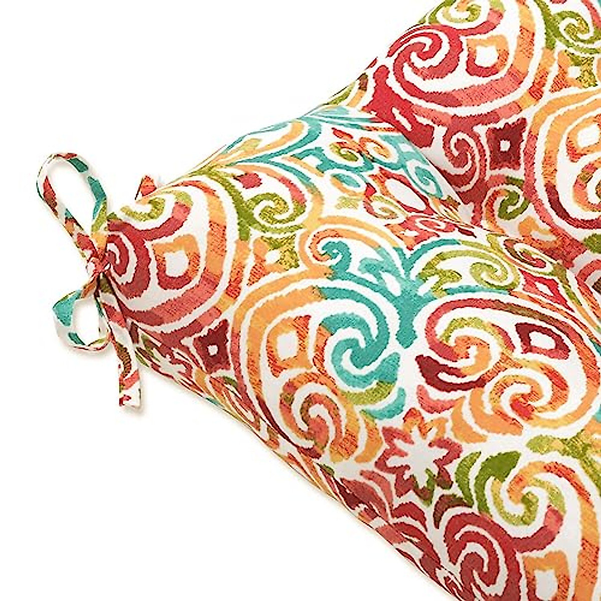 Pillow Perfect Outdoor/Indoor Tufted Bench/Swing Cushion, 18" x 56", Blue Corinthian Dapple