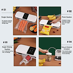 jerss Vacuum Sealing Machine, ABS Plastic 100W Strong Suction Kitchen Vacuum Sealer with 10PCS Bags for Food Packaging (US Plug 110V)