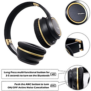 Srhythm NC15 Noise Cancelling Headphones Bluetooth Over-Ear Headset with Mic for Teens, Adults Online Class/Home Office/TV/PC/Phone