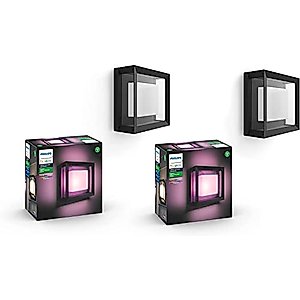 Philips Hue Econic Outdoor White & Color Wall & Ceiling Light Fixture 2-Pack (Hue Hub Required, Compatible with Alexa, Apple Homekit & Google Assistant)