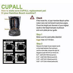 Coffee Machine Replacement 12CUP Glass Carafe, Fit With Hamilton Beach 49902/04 Coffee Maker, 12 cup coffee maker 46299/46290,43874