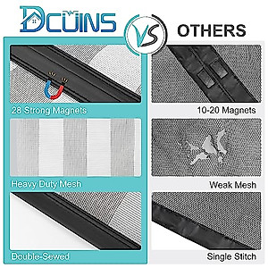 DCUINS Magnetic Screen Door Fits Door Size 32 x 80, Screen mesh Size 35 x 81, Side Opening Upgraded Heavy Duty Fiberglass, Strong Magnet Closure Door net for Front Back Sliding Doors, Stripes