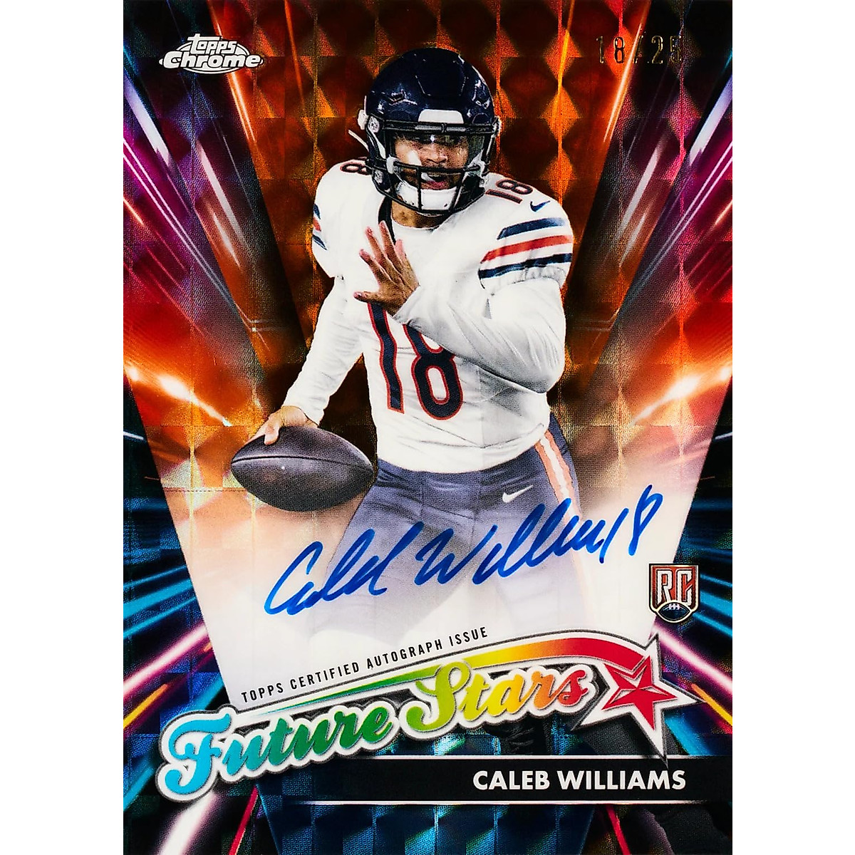 2024 Topps Chrome Football 7-Pack Trading Card Blaster Box (1 Prism Refractor Per Box)