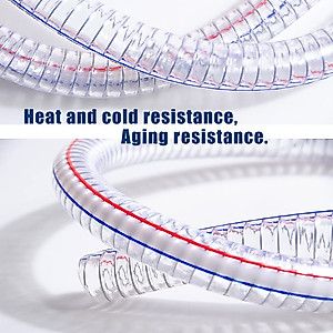 QuQuyi 3/4 Inch ID x 1 Inch OD Heavy-Duty Steel Wire Suction PVC Flexible Tubing High Pressure UV Chemical Resistant Thick Vinyl Hose Tube, 3.3 FT