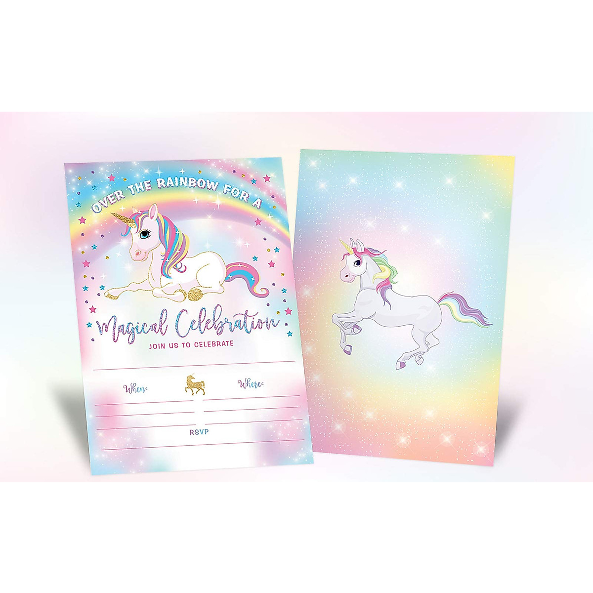 Your Main Event Prints Unicorn Birthday Invitation - Unicorn Party Invite - 20 Fill-In Style Invitations - Envelopes Not Included