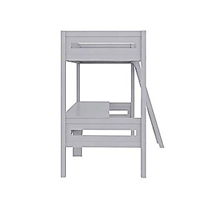 DHP Dorel Living Harlan Wood Bed with Ladder and GuardRail, Twin, Gray Loft