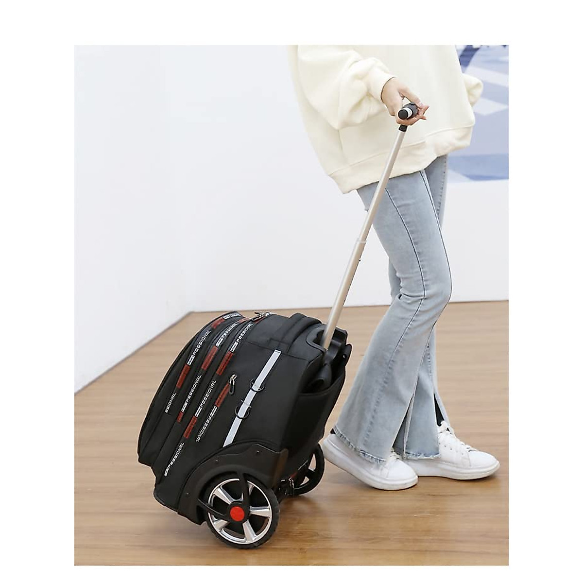 Rolling Backpack,Large Rolling Laptop Bag with Wheels for Women Adults,22inch Waterproof large Travel Laptop Backpacks,Carry On Luggage,Roller Wheeled Backpack Trolley Pack Office City (22inch, Black)