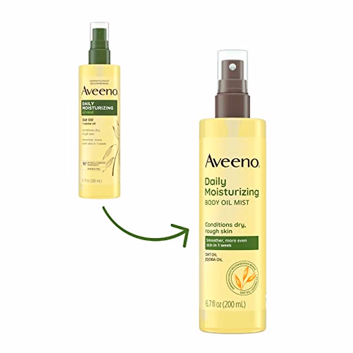 Aveeno Daily Moisturizing Dry Body Oil Mist with Oat and Jojoba Oil for Dry, Rough Sensitive Skin, Nourishing & Hypoallergenic Body Spray, Paraben-, Silicone- & Phthalate-Free, 6.7 fl. Oz