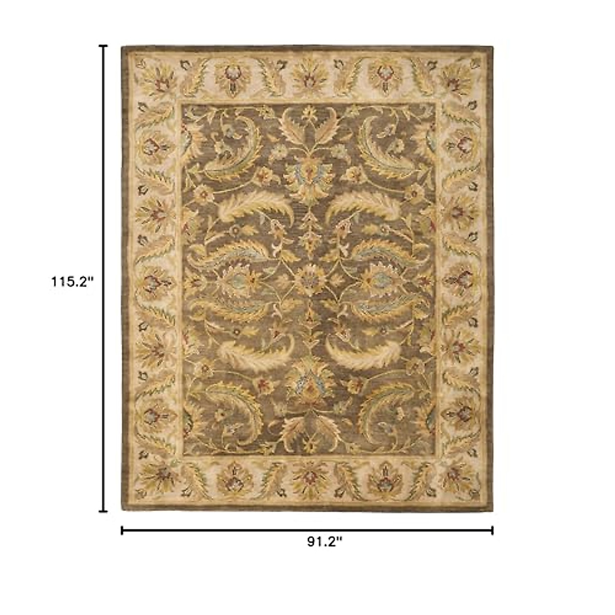 SAFAVIEH Heritage Collection Area Rug - 7'6" x 9'6", Green & Beige, Handmade Traditional Oriental Wool, Ideal for High Traffic Areas in Living Room, Bedroom (HG964A)