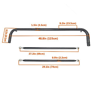 49" Universal Iron Racing Safety Seat Belt Chassis Roll Harness Bar Rod Black Compatible with Ford Honda Mitsubishi and more, Works with All 4-Point, 5-Point and 6-Point Seat Belts