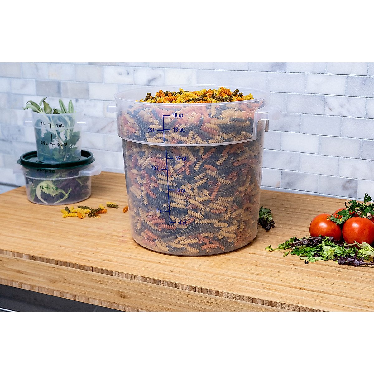 Carlisle FoodService Products Storplus Round Food Storage Container with Stackable Design for Catering, Buffets, Restaurants, Polypropylene (Pp), 18 Quart, Clear, (Pack of 6)