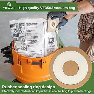 8 Pack VF3502 Vacuum Bags Compatible with Ridgid 12 to 16 Gallon Wet Dry Vacuums, High Efficiency Replacement Filter Bags for Model WD1950 WD1956 WD1850 WD1851 RV2400HF WD1450 WD1680 WD1270