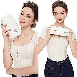 Aestoria Hardshell White Clutch Purses for Women, Adjustable Leather Strap with Light Weight & High Resistance Polycarbonate Clutch Bag, Cross Body White Clutches for Women, Carteras De Mujer