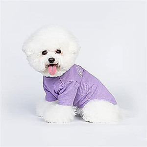 Pet Dog Clothes Puppy Sweater Purple Soft T-Shirt Spring and Autumn Sweatshirts Cat Lapel Collar Pullover (L,Purple)