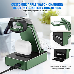 Charging Station for Multiple Devices Apple,Wireless Charger for Iphone 15/14/13/12 Series,Apple Watch Series,Airpods Pro,with 5 USB Ports Multi Charger Station 100w Aluminum Alloy Charger Station