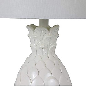Décor Therapy TL13947 Geraldine Polyresin Pineapple Lamp, High Gloss White