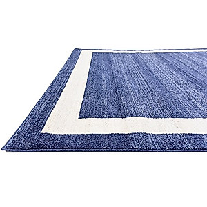 Unique Loom Del Mar Collection Area Rug - Maria (7' 1" x 10' Rectangle, Navy Blue/ Ivory)