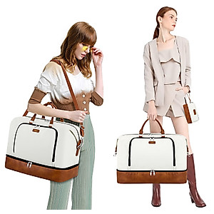 Travel Weekender Bag for Women, Overnight Bag with Shoe Compartment Oversized Travel Duffel Bag Carry On Tote 21"