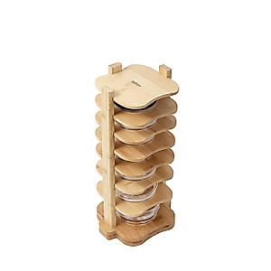 takor Extra Large Bamboo Tumbler Lid Organizer for Cupboard，Compact Lid Storage Rack，Freestanding Cup Lid Holder for Kitchen Cabinet and Countertop, Tidy Kitchen and Easy to Clean
