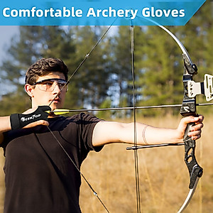 Seektop Archery Gloves Adjustable Archery Back Arrow Quiver Holder for Youth Adults (M+Green)