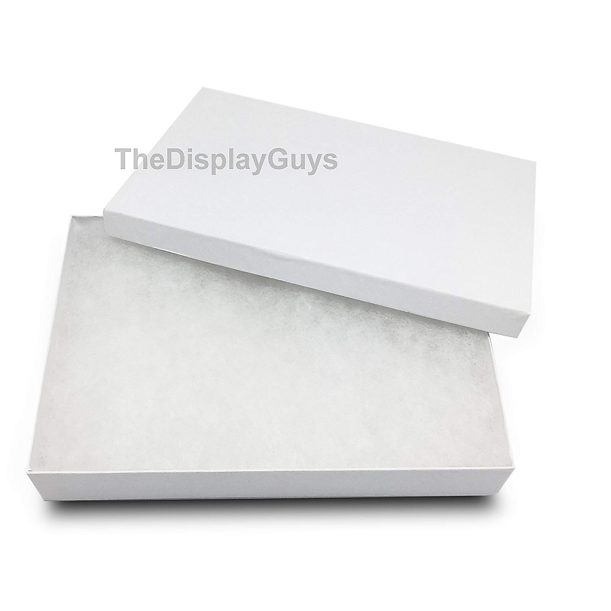 TheDisplayGuys - 25-Pack #53 Cotton Filled Cardboard Paper Jewelry Boxes Gift Case - White Swirl (5.4" x 3.9" x 1.0") - for Shipping or Storage