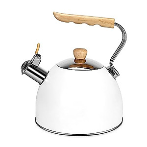 Tea Kettle, Beyoung 2.5 Liter Whistling Tea Kettle, Tea Pots for Stove Top Food Grade Stainless Steel with Wood Pattern Handle, Universal Base Suitable for Tea, Coffee, Milk