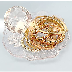 WAINIS 6 Sets Bohemian Stackable Bead Bracelets for Women Multicolor Stretch Beaded Bracelets Layered Bead Adjustable Bracelet Turquoise Stretch Bracelets A