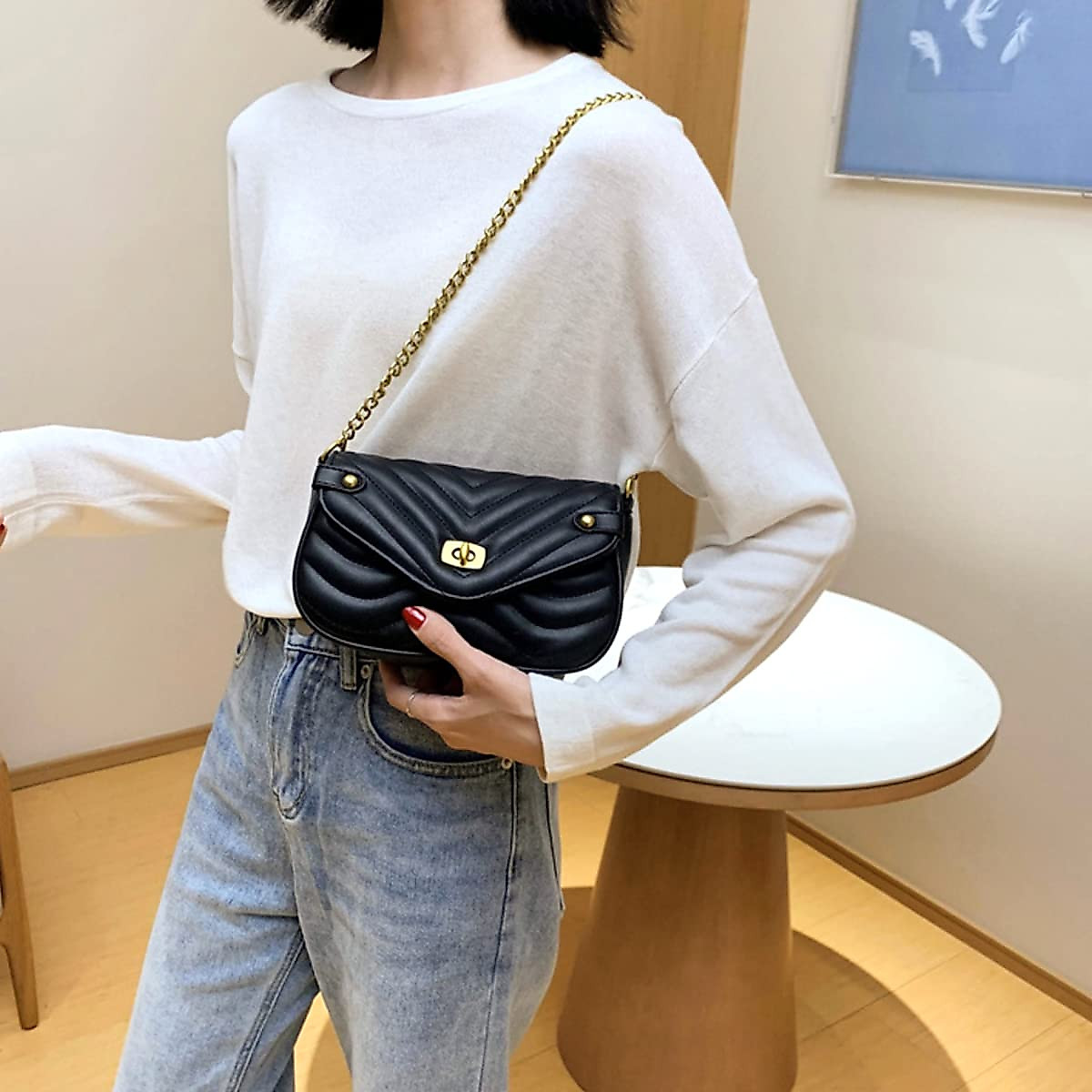 YXBQueen Small Crossbody Bag for Women With Coin Purse Pouch Multi Pocket Chain Strap Side Shoulder Handbag Crossbody Bag Laides Designer Bags