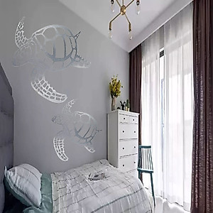 2 Pack Sea Turtle Beach Theme Decor, Metal Sealife Turtle Decor Wall Hanging Beach Sculpture, Farmhouse Turtle Wall Art Room Ornament for Home Indoor Outdoor Bathroom Garden