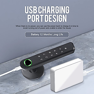 Fingerprint Door Lock Touchscreen Biometric Door Lock Keyless Entry Front Door Knob with 50 Fingerprints, 100 Codes,Keypad Suitable for Home,Hotel,Office,Indoor Door Black…