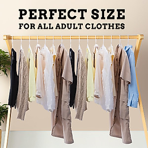 Our Modern Space 100 Pack Adult Plastic Hanger for Shirt Pants Coats Dresses Skirts Suits Jackets - Standard Thick Coat Hanger - Sturdy & Durable Design with Shoulder Grooves Hook - White