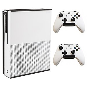HIDEit Mounts X1S Black Bundle, Wall Mount for Xbox One S and Two Controller Wall Mounts to Safely Store Your Xbox One S and Xbox Controllers Near or Behind TV