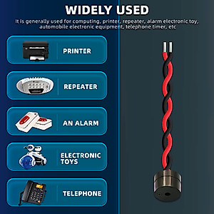 DaFuRui 30Pcs DC 12V Electronic DC Buzzer 5v Alarm Active Piezo Beep Sound ABS Housing 85dB Wired Connector Black