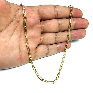 Jewelry Affairs 14k Yellow Real Gold Paperclip Chain Necklace, 3mm (18.0 Inches)
