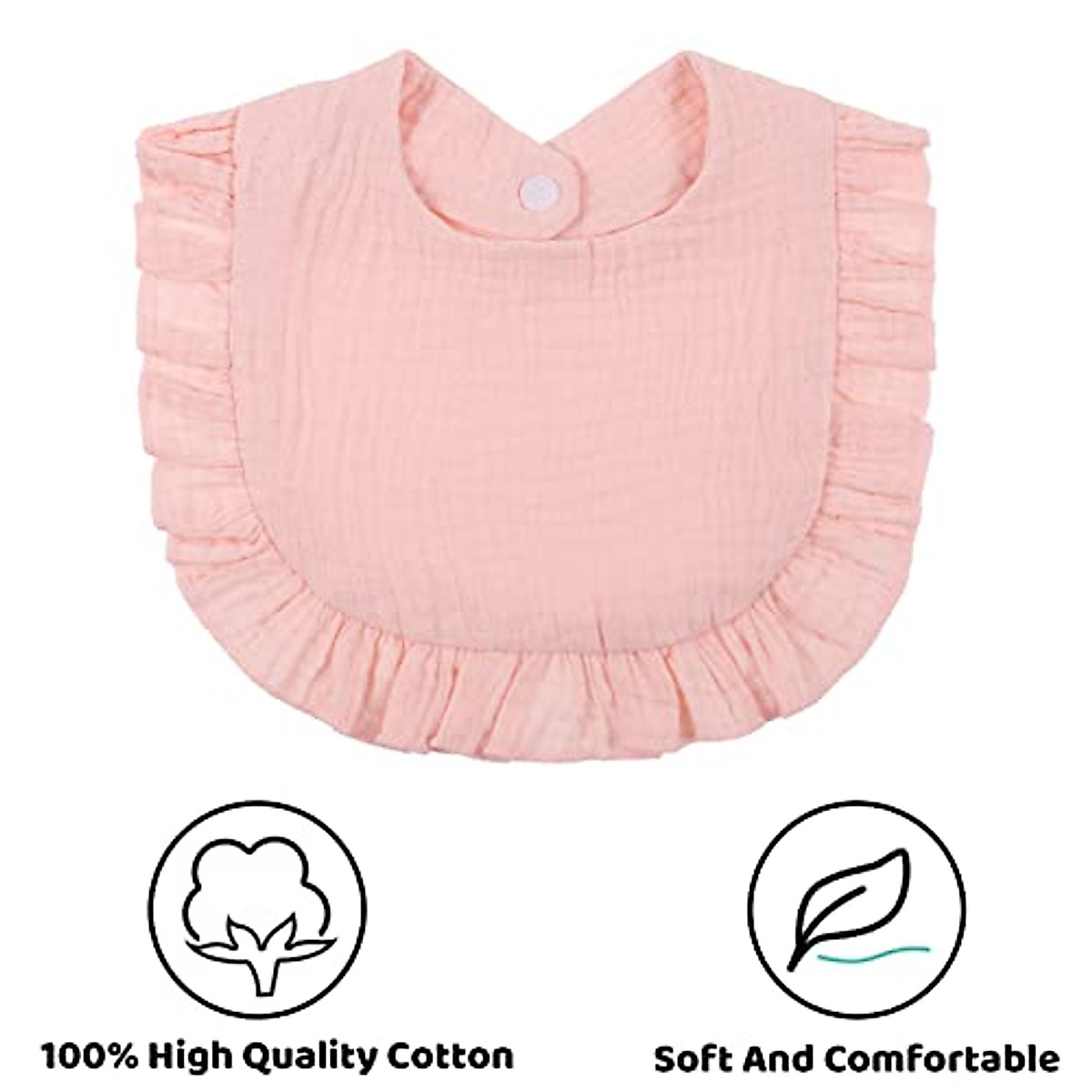 QUEEN KING 6 Pack Baby Bibs, Muslin Bandana Drool Bibs for Boys Girls, Adjustable Soft & Absorbent lace Feeding Bibs for Teething and Drooling Multi-Use Scarf Bibs