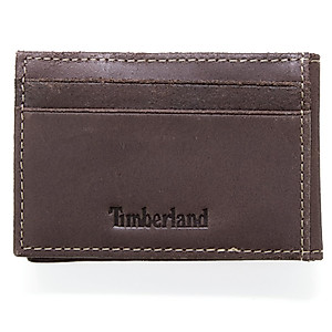 Timberland mens Slim Leather Front Pocket Credit Card Holder Travel Accessory Bi Fold Wallet, Brown (Money Clip) 2, One Size US