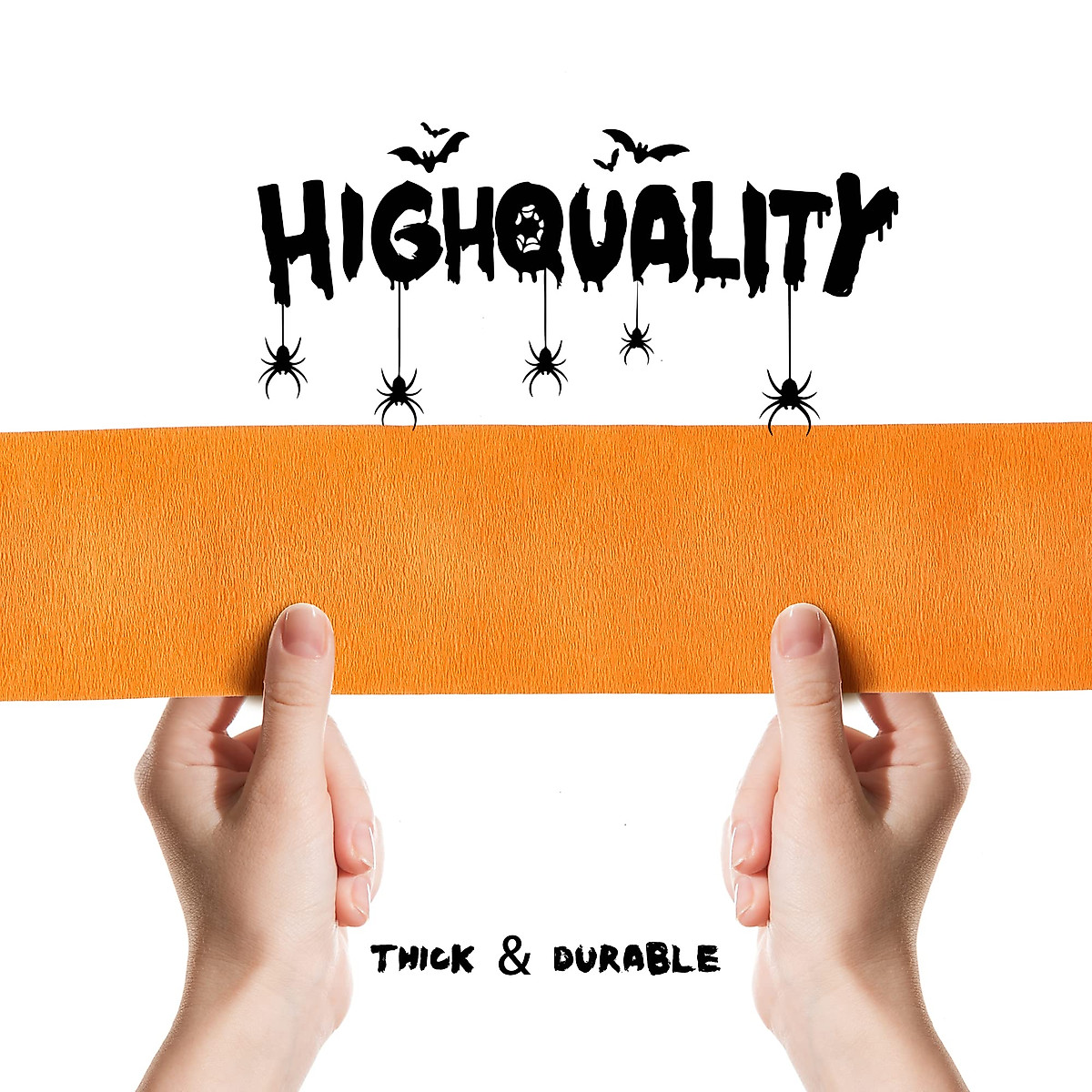 Black Orange Purple Streamers, 3 Rolls Party Decoration Crepe Paper Kit, Halloween Streamer Hanging Garland for Theme Party Backdrops Decoration (Black, Purple, Orange)