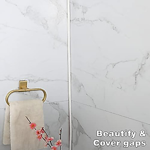 Flexible Quarter Round Molding Trim, 9.8 Ft Caulk and Trim Strips for Floors, Countertops and More, Peel and Stick Self-Adhesive, White