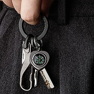 TISUR Titanium Carabiner Keychain Clip,D Key Rings for Keychains,Quick Release Keychain ,Key Chain Clip for Men Women (Black)