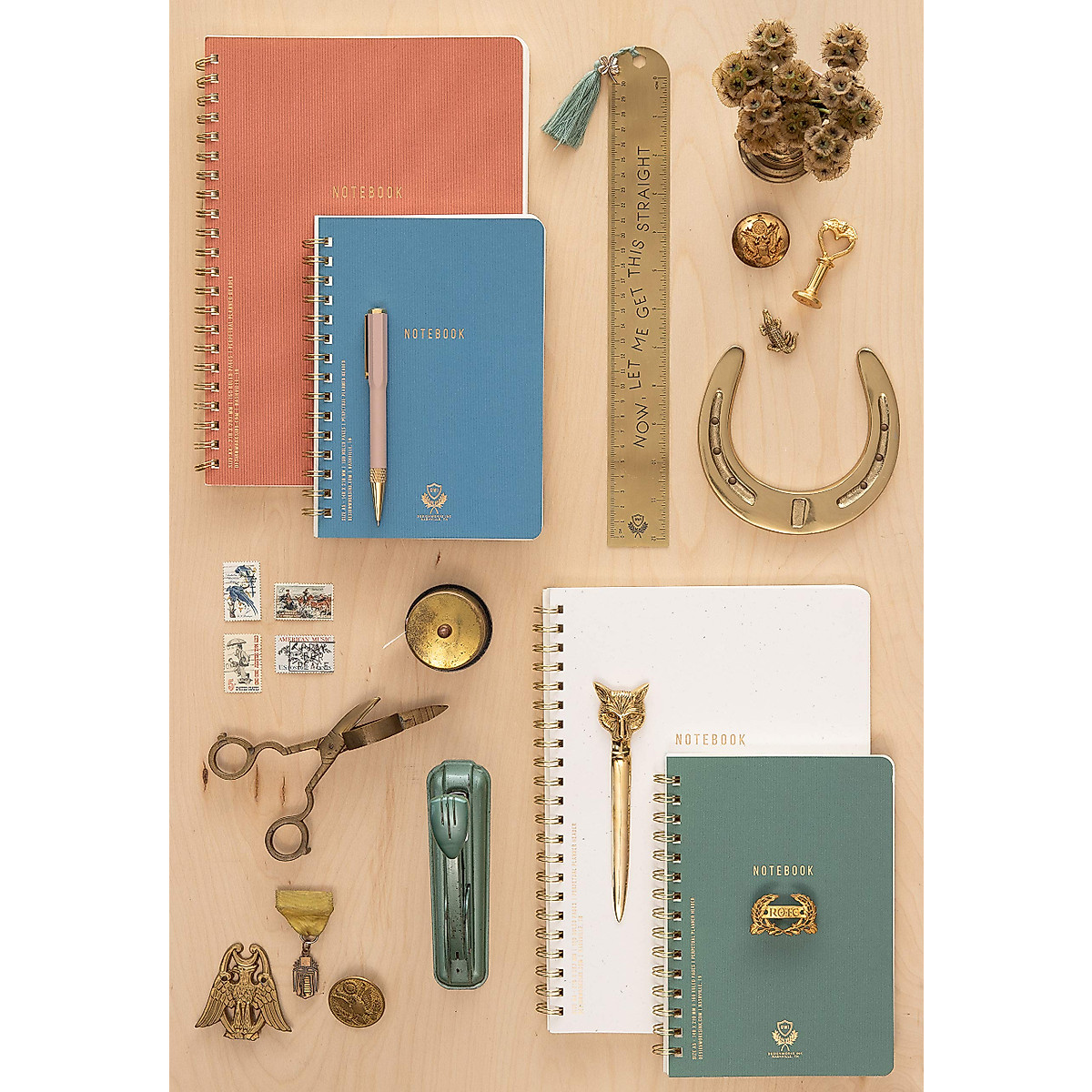 DesignWorks Ink A4-8.25" x 11.625" Speckled Ivory White Textured Paper Notebook Journal with Gold Accents, Lined Pages, and Durable Spiral Binding for Work, Writing, Journaling