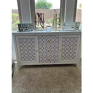 Feisoon 17.7" ｘ118 White and Gold Trellis Wallpaper Peel and Stick Trellis Contact Paper Removable Wallpaper Self Adhesive Wallpaper Modern Trellis Wallpaper for Wall Furniture Decor Vinyl Roll